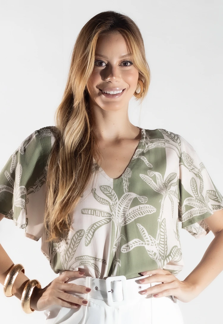 Blusa Dwz Estampada Manga Ampla - Blusa Dwz Estampada Manga Ampla - DWZ